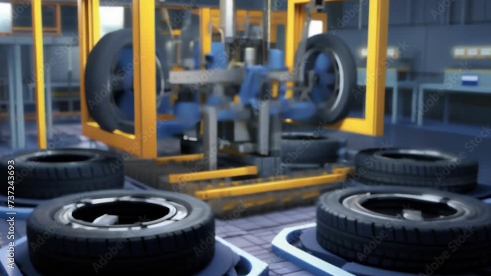 Vidéo Stock An image of several robotic arms testing the tire tread ...
