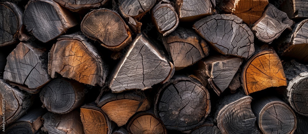 Seasoned firewood logs with a seamless wood texture for wallpaper that ...