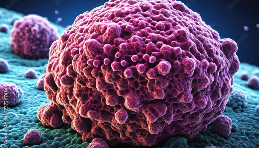 Cancer cells vis - illustration enhanced scanning electron micrograph ...