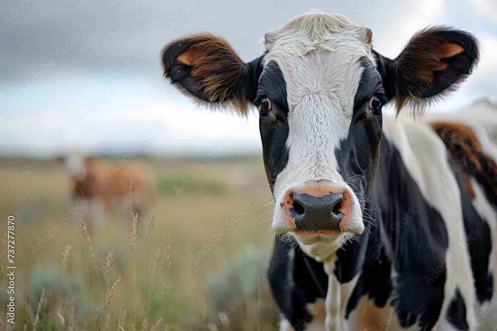 Cow well cared for free in the field. Cattle in their natural habitat ...