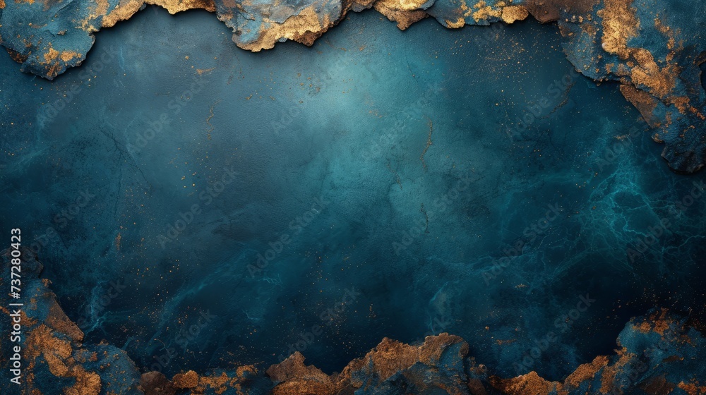 Abstract blue and gold background with a rough torn paper border Stock ...