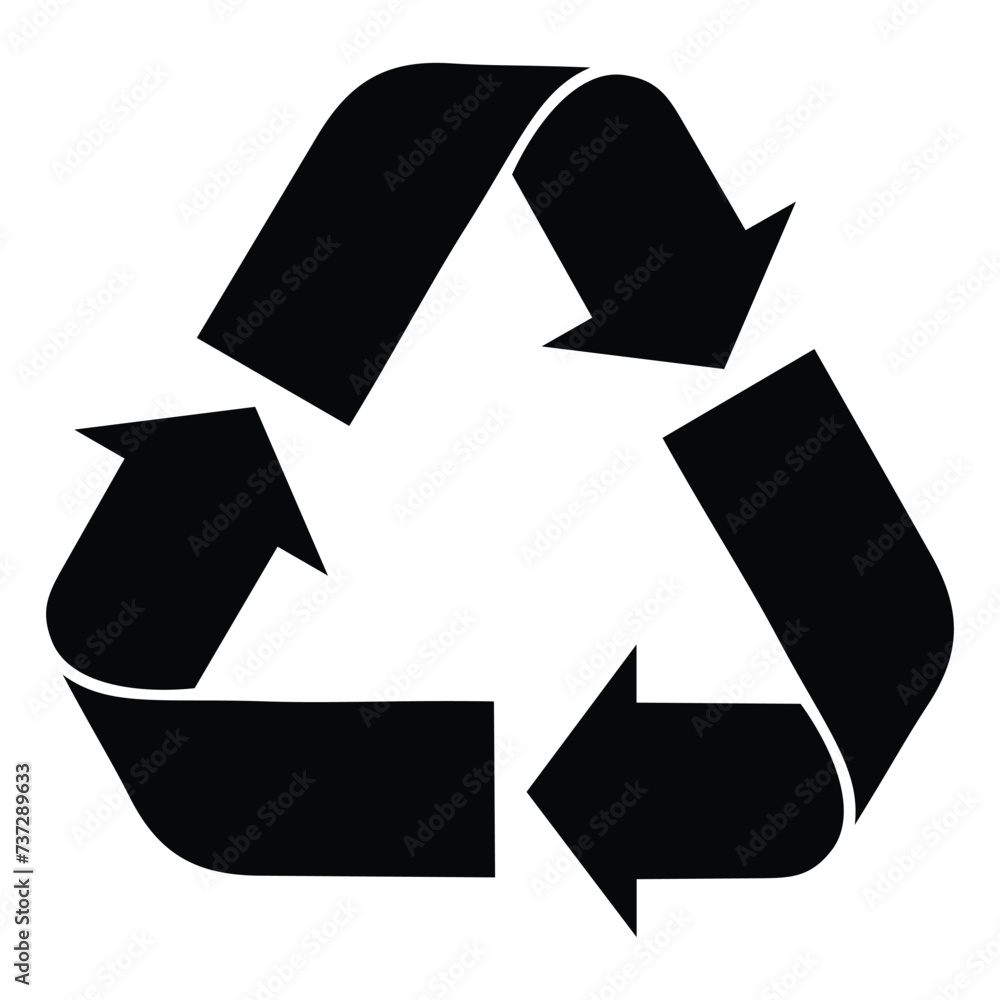 Universal recycling symbol , isolated black icon , accurate vector ...