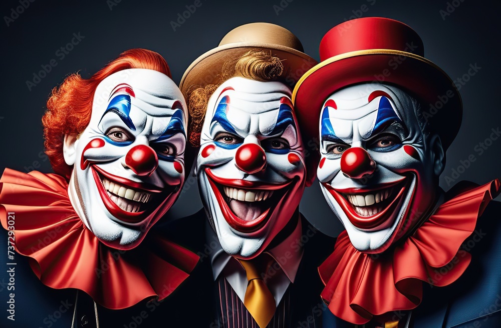 Mask of laughter and smile. Joy and jokes. Clowns and artists. April ...