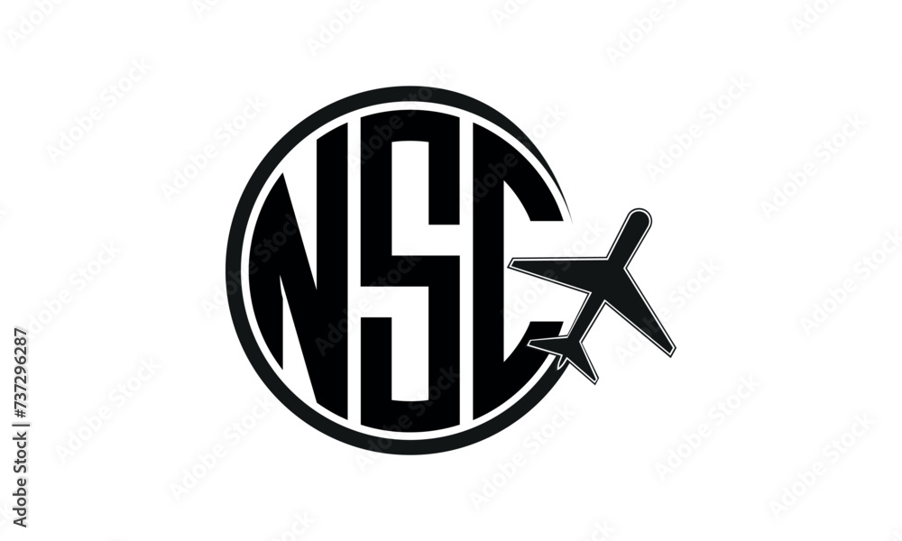 NSC three initial letter circle tour & travel agency logo design vector ...