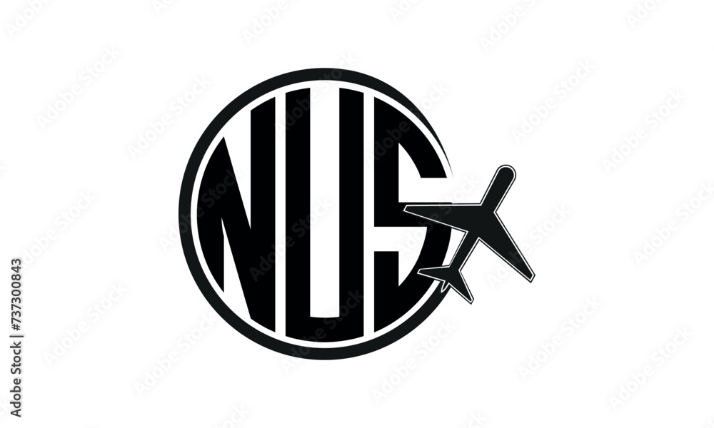 NUS three initial letter circle tour & travel agency logo design vector ...