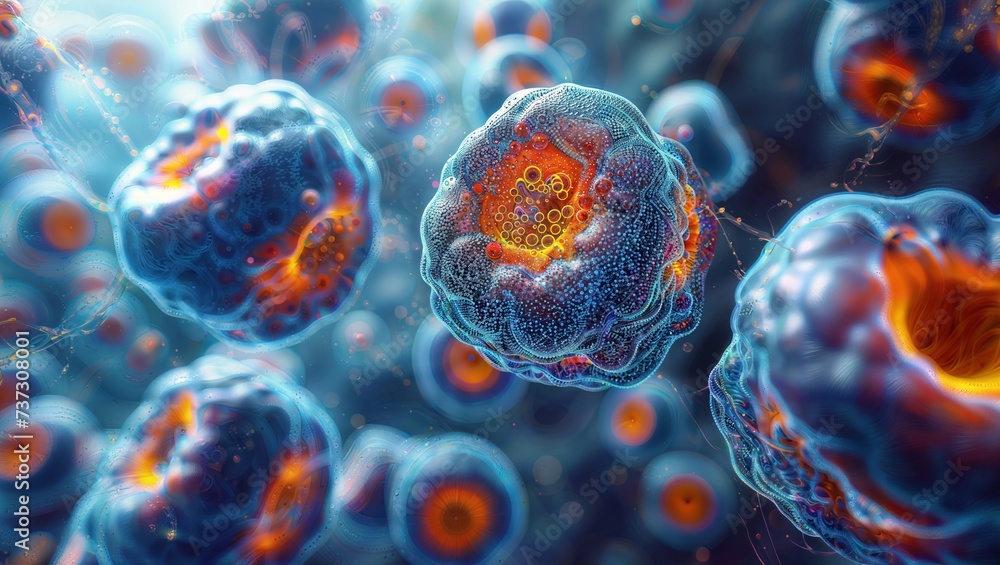 Cell Biology: A Ultra-HD and Cellular Image of a Cell with Many Cells ...