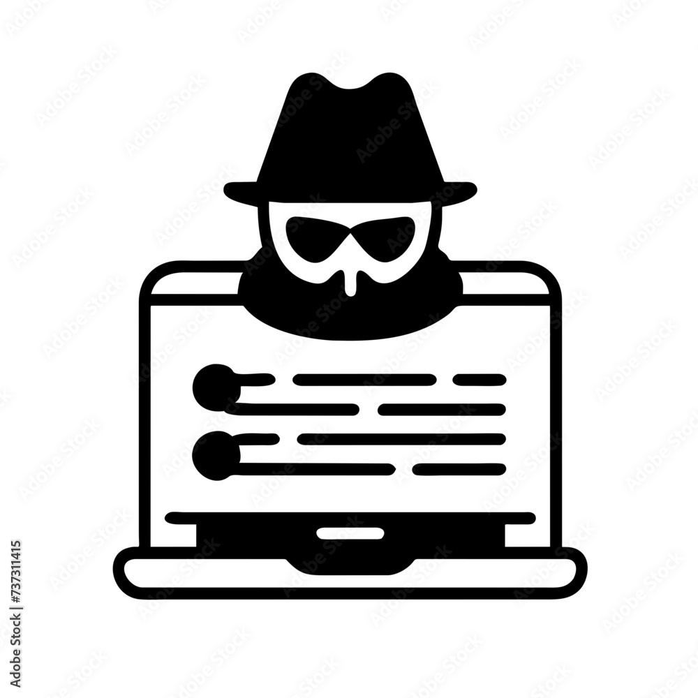 Hacker icon in vector format, depicting a cyber spy with a sleek and ...