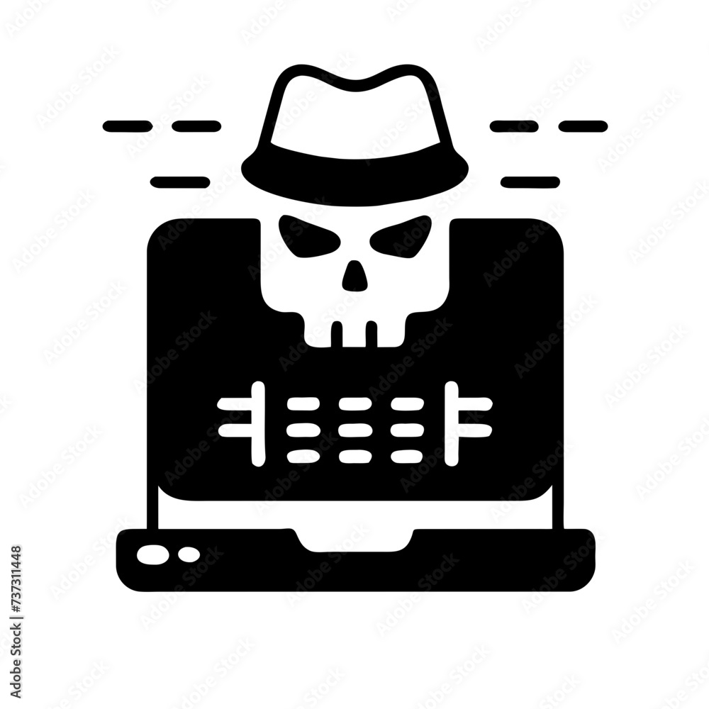 Hacker icon in vector format, depicting a cyber spy with a sleek and ...