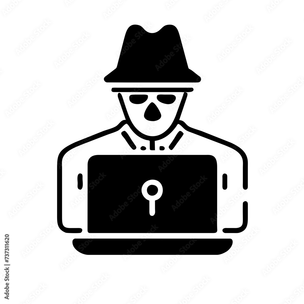 Hacker icon in vector format, depicting a cyber spy with a sleek and ...