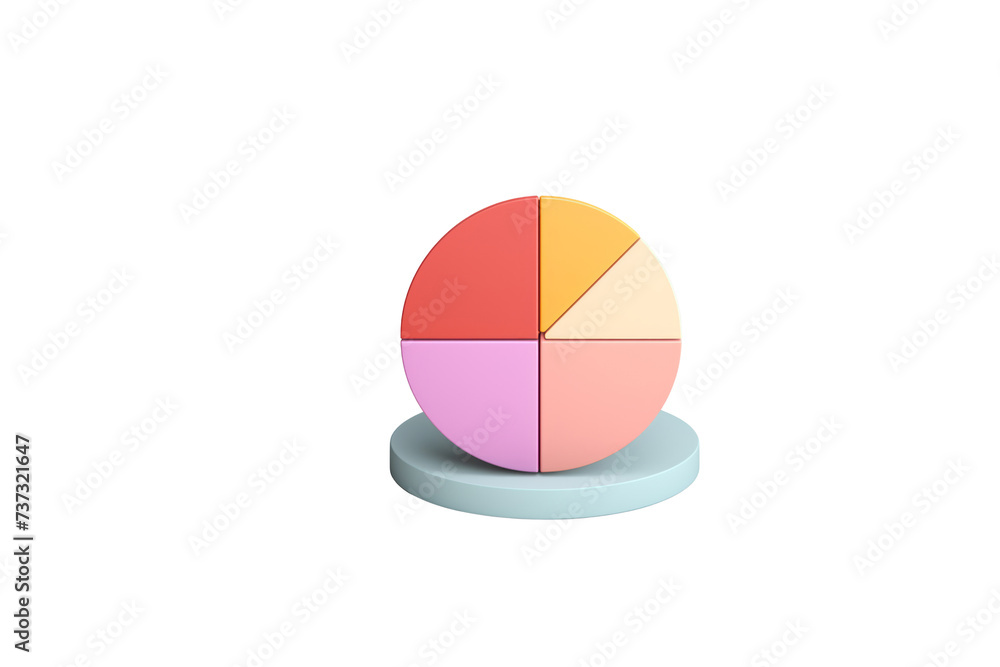 A circle divided into parts of different colors. Fractions of a whole ...