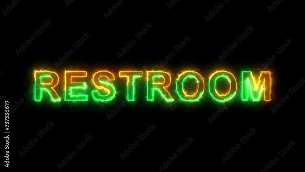 Vidéo Stock WC, Toilet, Restroom Neon Text Lone Glowing on Dark Brick ...