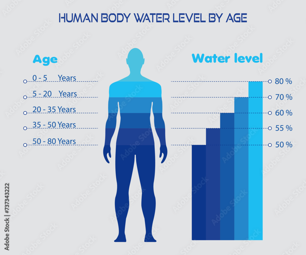 Difference percentage, Human body water level,anatomy.Water body ...
