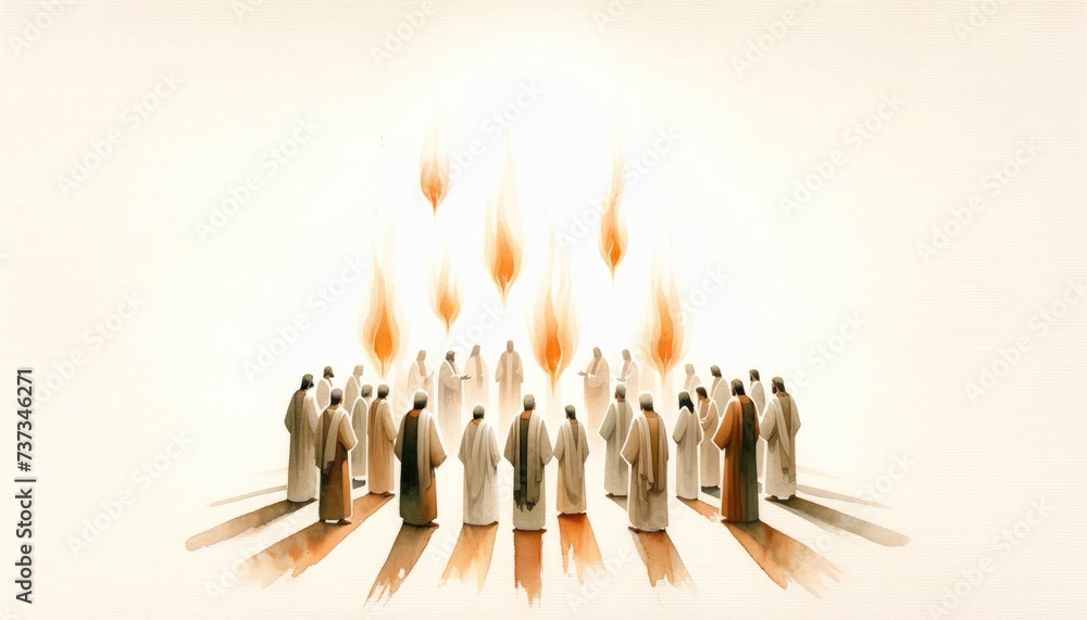 Pentecost Sunday: The Holy Spirit Comes as Tongues of Fire. Digital ...