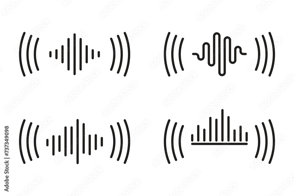 A set of voice or sound icons for the virtual assistant, voice ...