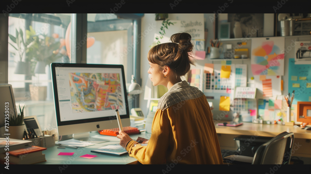 Enthusiastic Young Designer Sketching on Digital Graphics Tablet in ...