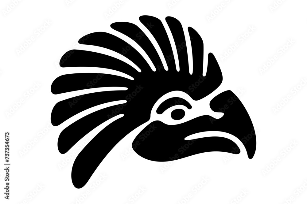 Eagle head symbol of ancient Mexico. Decorative Aztec clay stamp motif ...