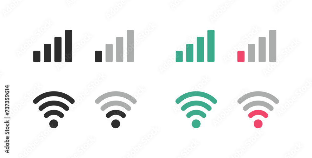Wifi radio signal good bad strength level icon vector simple pictogram ...