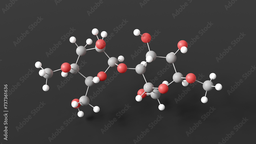 amylose molecular structure, polysaccharide, ball and stick 3d model ...