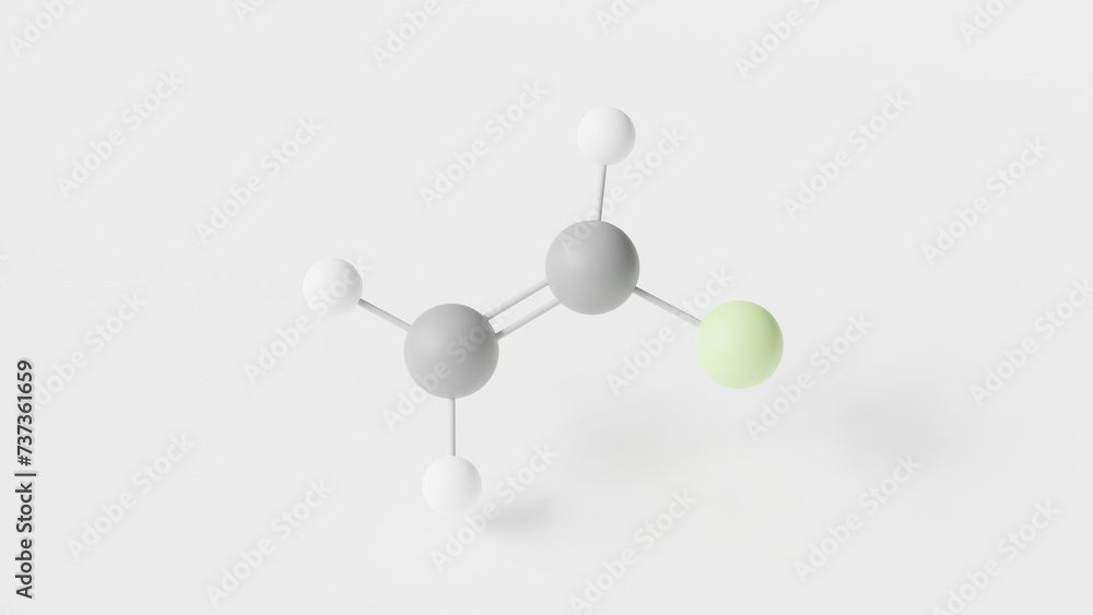 polyvinyl fluoride molecule 3d, molecular structure, ball and stick ...
