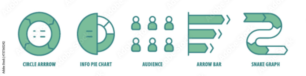 Snake graph, Arrow Bar, Audience, Info Pie Chart, Circle Arrow editable ...