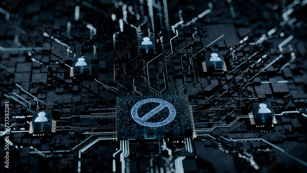 Restricted Access Technology Concept with Prohibition symbol on a ...