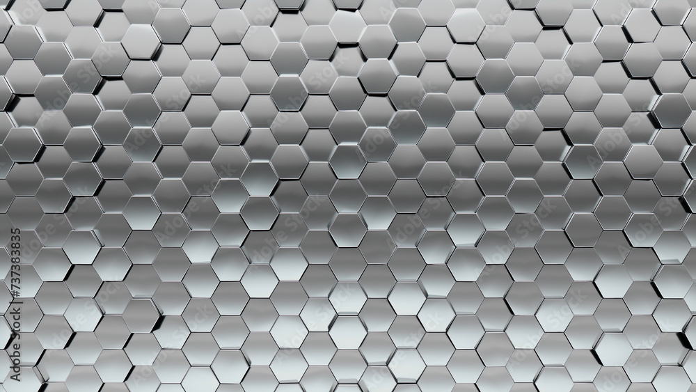 Luxurious, Glossy Wall background with tiles. 3D, Silver, tile ...