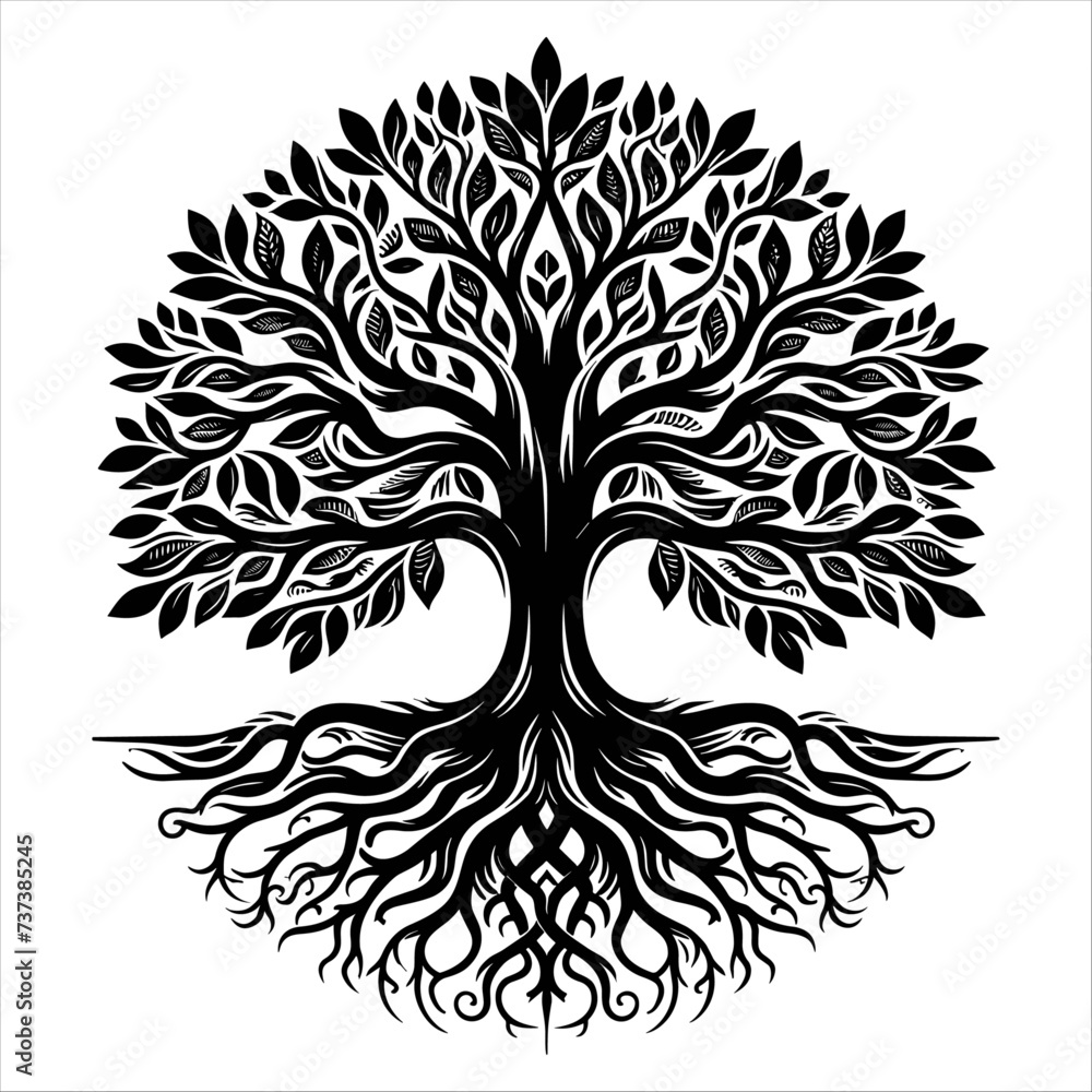 Tree of Life tribal vector black, generative ai, vector illustration. Stock Vector | Adobe Stock