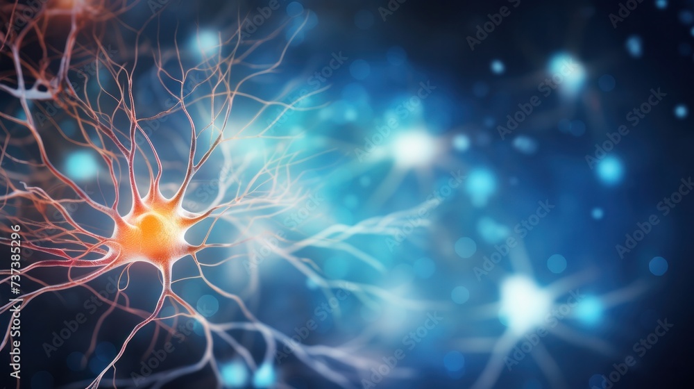 Light micrograph of human brain tissue showing neurons and glial cells ...