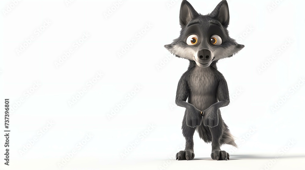 Adorable 3D werewolf character with a cute smile, standing on a white ...