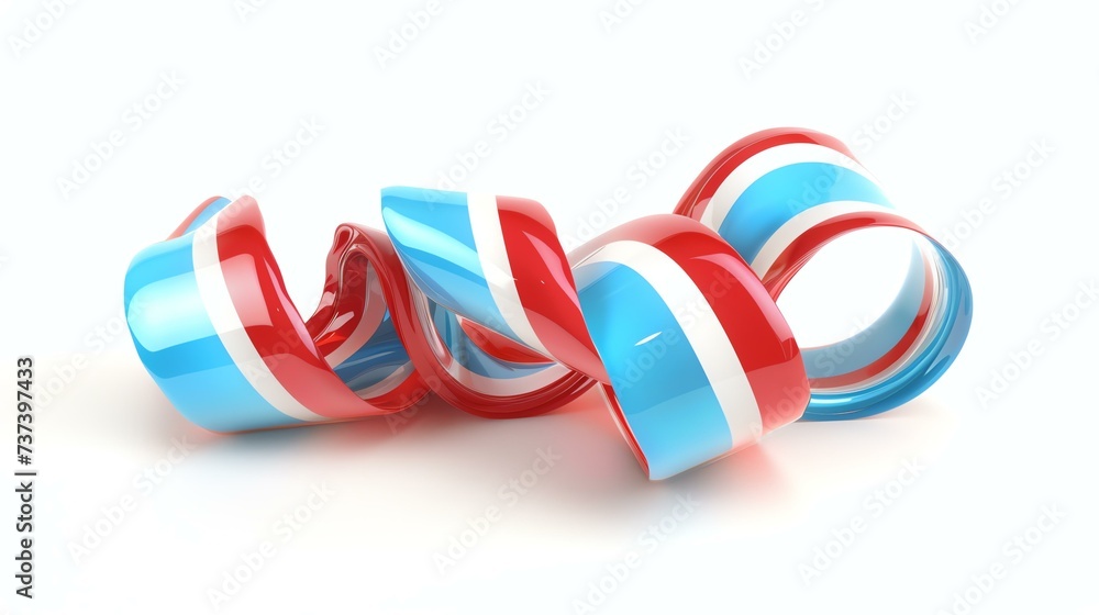 A delightful 3D rendered icon of a ribbon candy, featuring playful ...