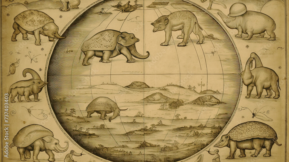 Flat earth atlas map, black background. The concept of globalization ...
