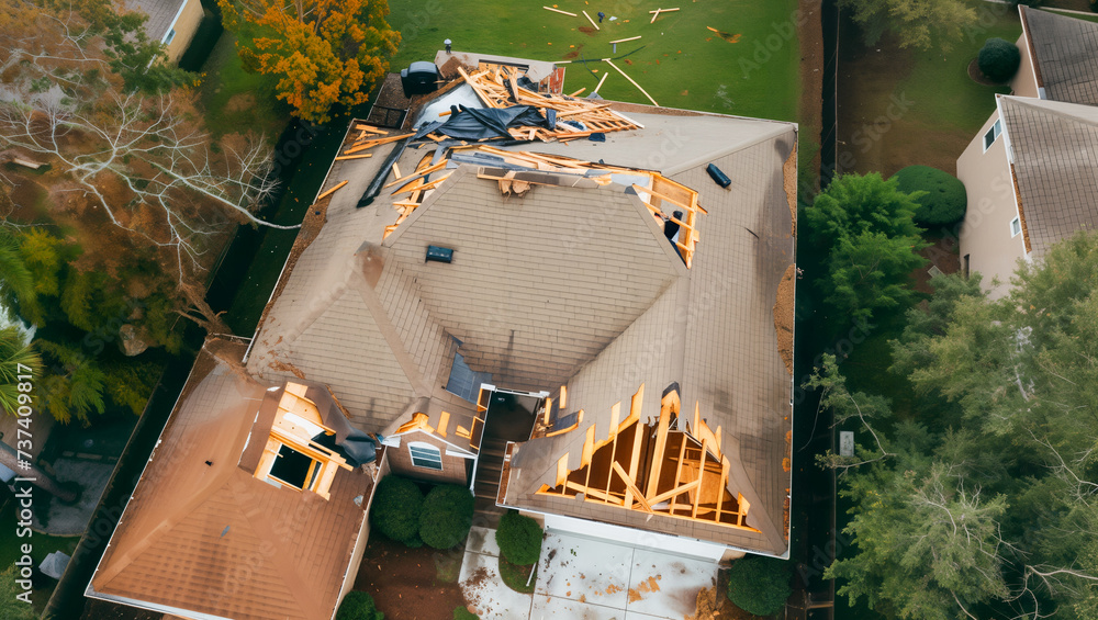 Homeowners are using a drone to photograph the damage to their house ...