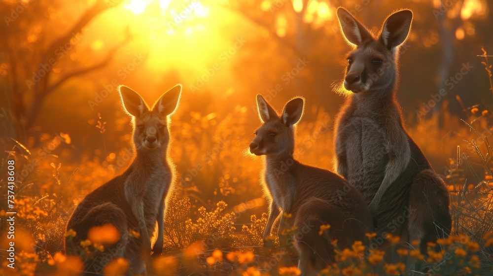 Kangaroo Family: Heartwarming scene of a kangaroo family, symbolizing ...