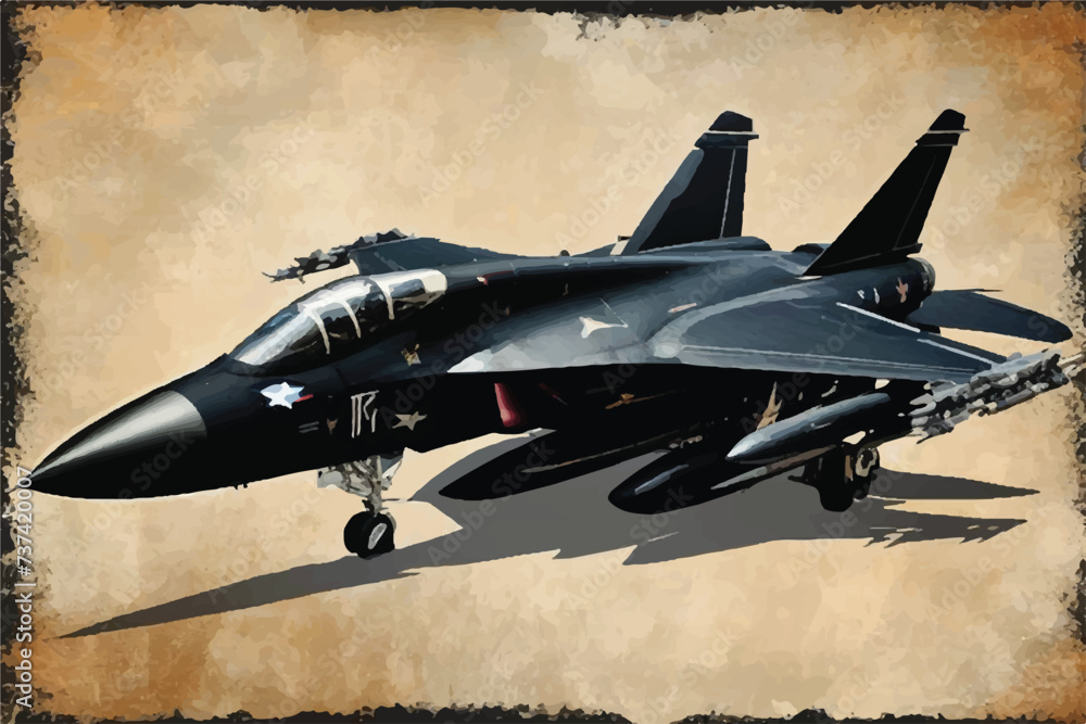 Fighter jet in grunge texture. Jet aircraft. Fighter aircraft. Fighter ...