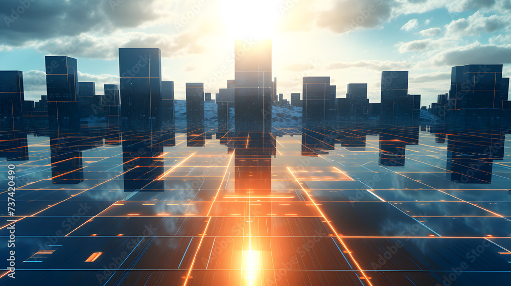 Detailed skyscape Elaborate lines define architectural wonder colossal ...