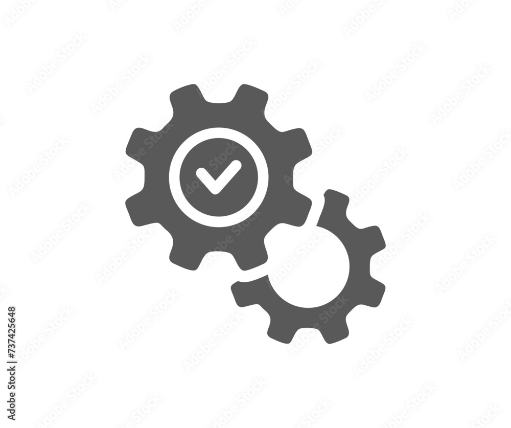 Settings gears and check mark icon. Sign of engine engineering ...