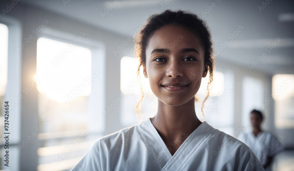 Confident Young British Female Doctor or Nurse in Clinic Outfit ...