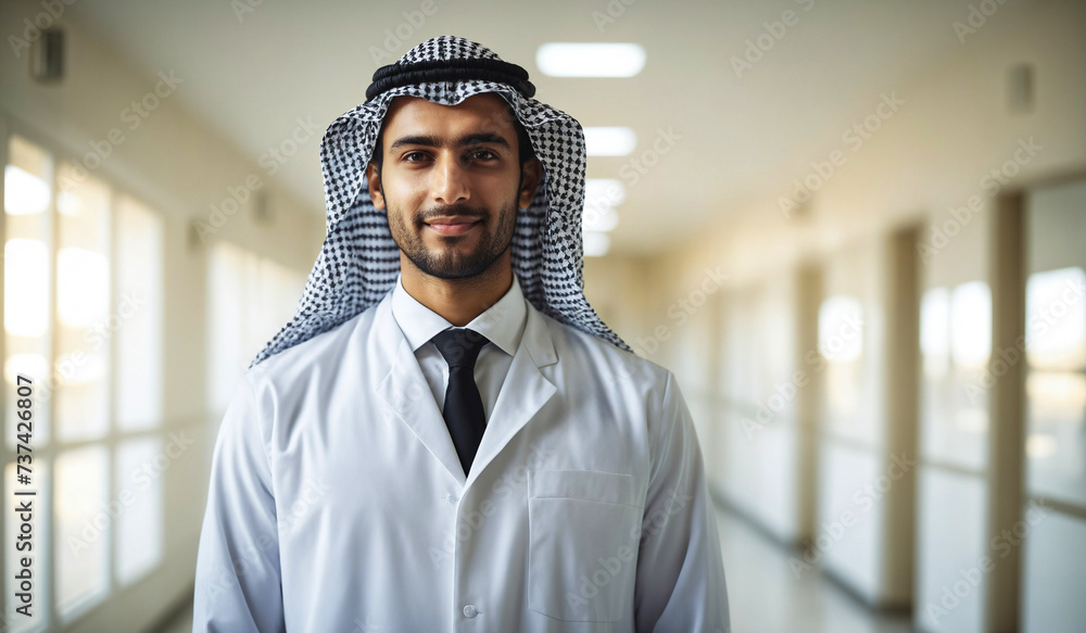 Confident Young Saudi Arabian Male Doctor or Nurse in Clinic Outfit ...