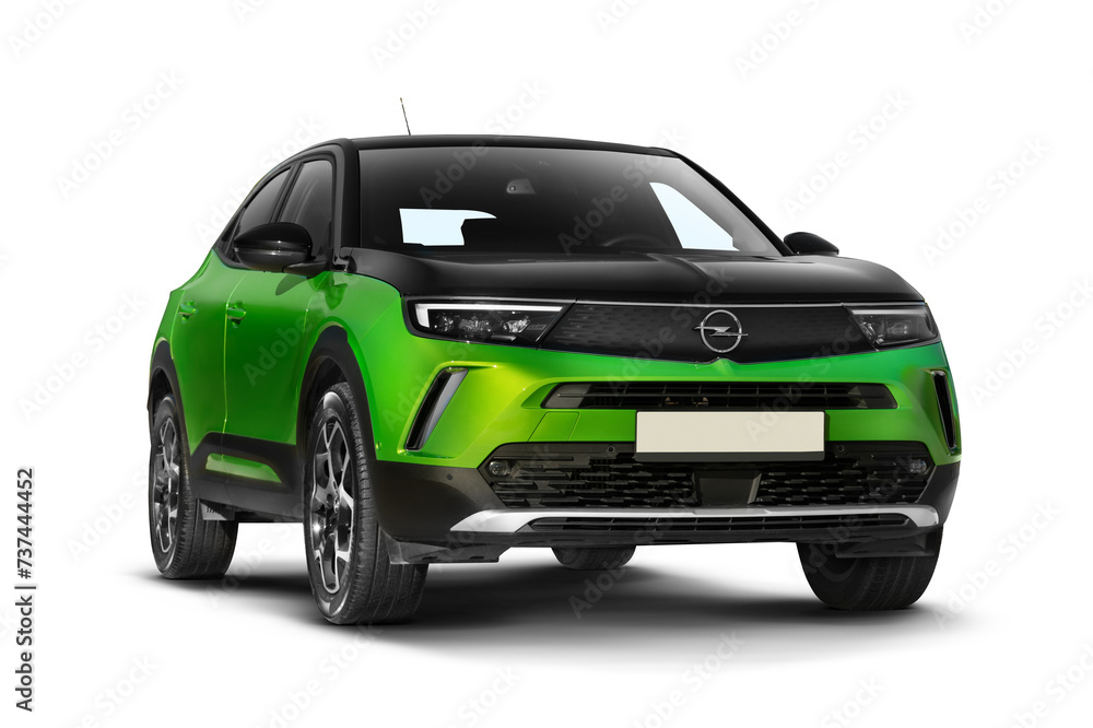 Izmir, Turkey - December 23, 2023: Studio shot of a green 2022 Opel ...