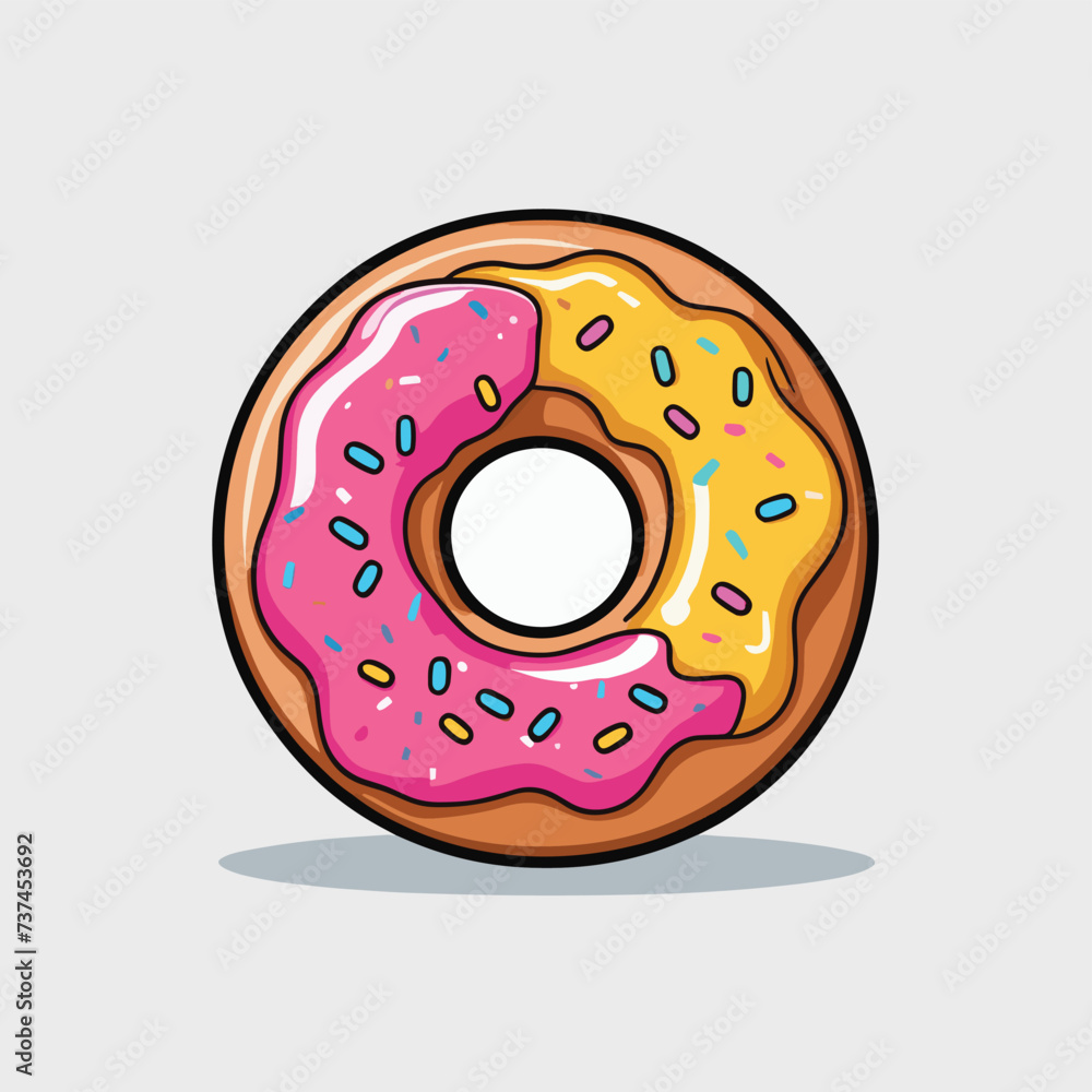 Split frosting doughnut illustration flat cartoon drawing vector design ...