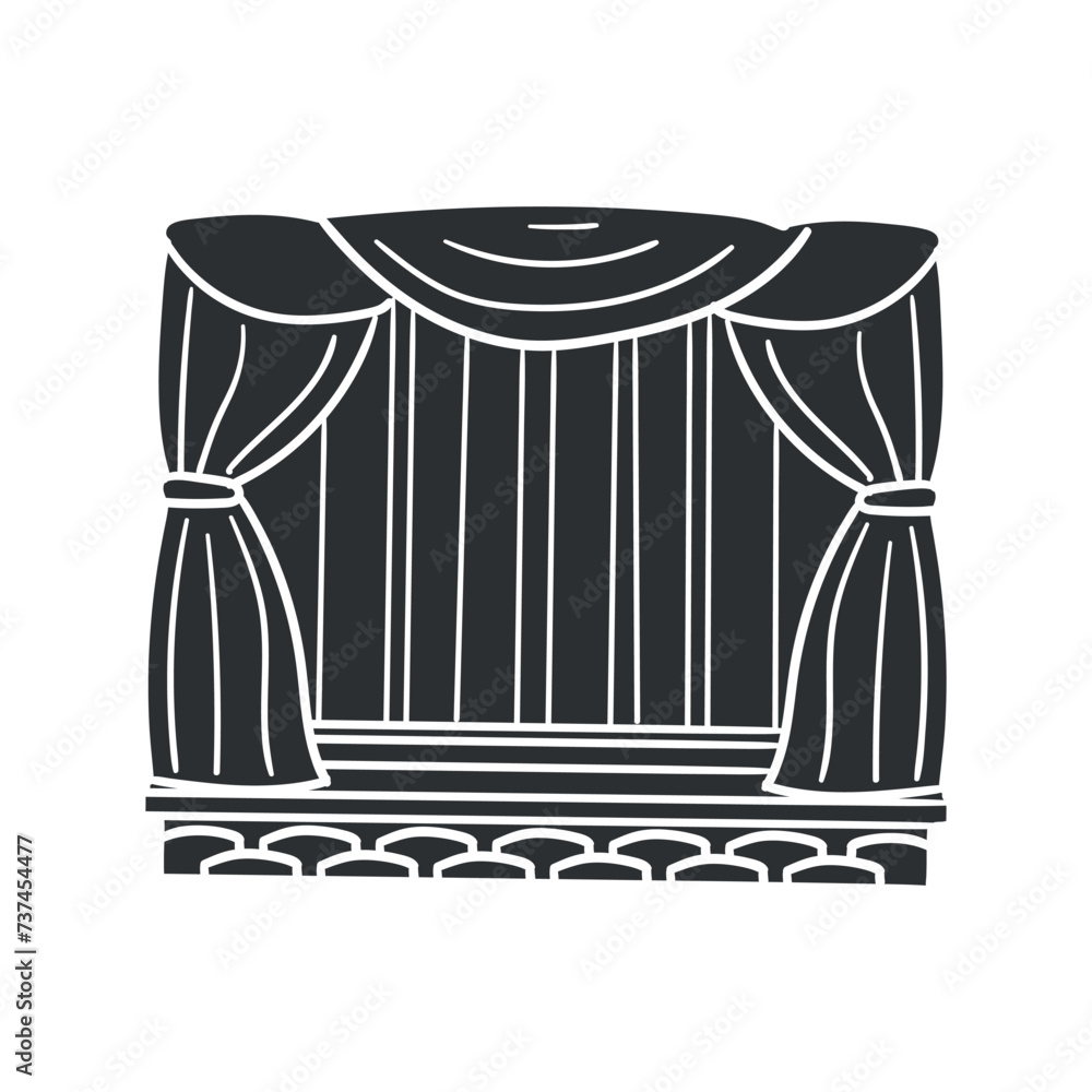 Theater Scene Icon Silhouette Illustration. Theatre Stage Vector ...