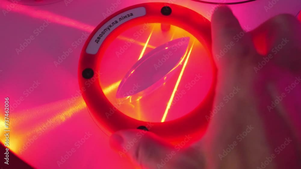 Reflection and refraction of laser beams from glass in form of biconvex ...