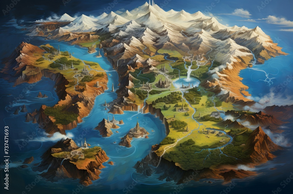 Universal Map geographical view. Surface planet. Generate Ai Stock ...