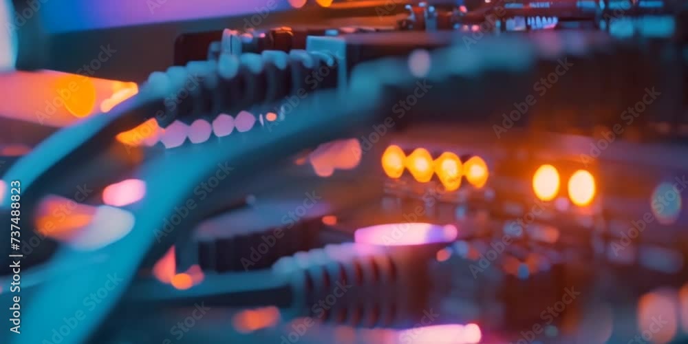 Close network wires in the server room that are connected to the cloud ...