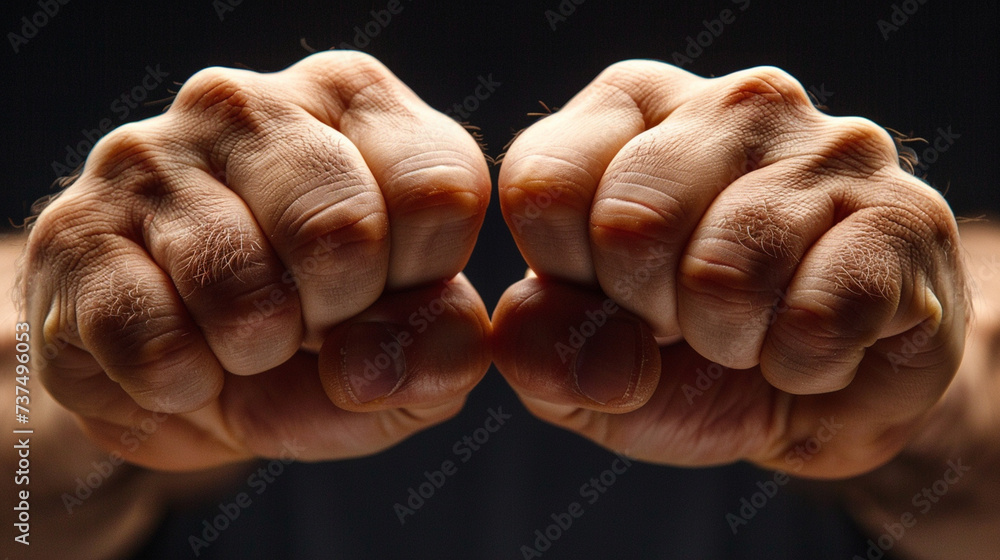 Anger: A close-up of a person's clenched fists, knuckles white with ...