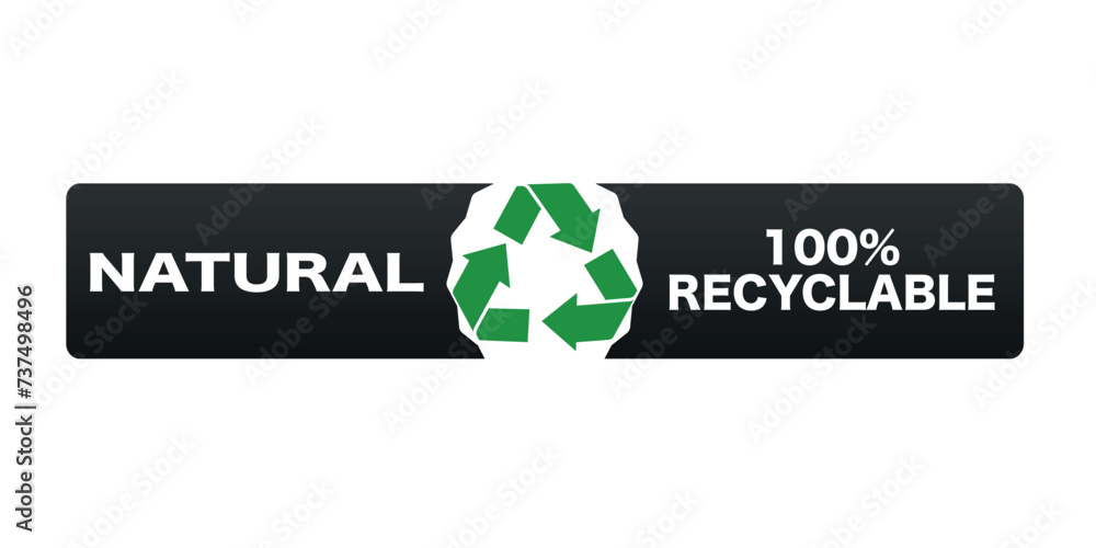 100% recycled label. Recycling icon. Ecological symbol. Zero waste ...