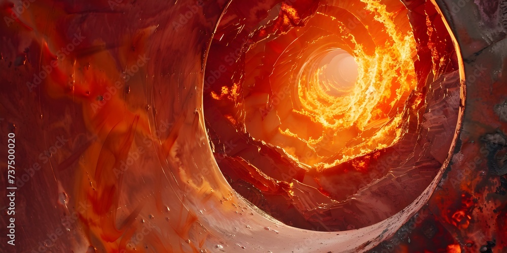 Intense Flames Igniting a Rotary Kiln for Cement Production. Concept ...