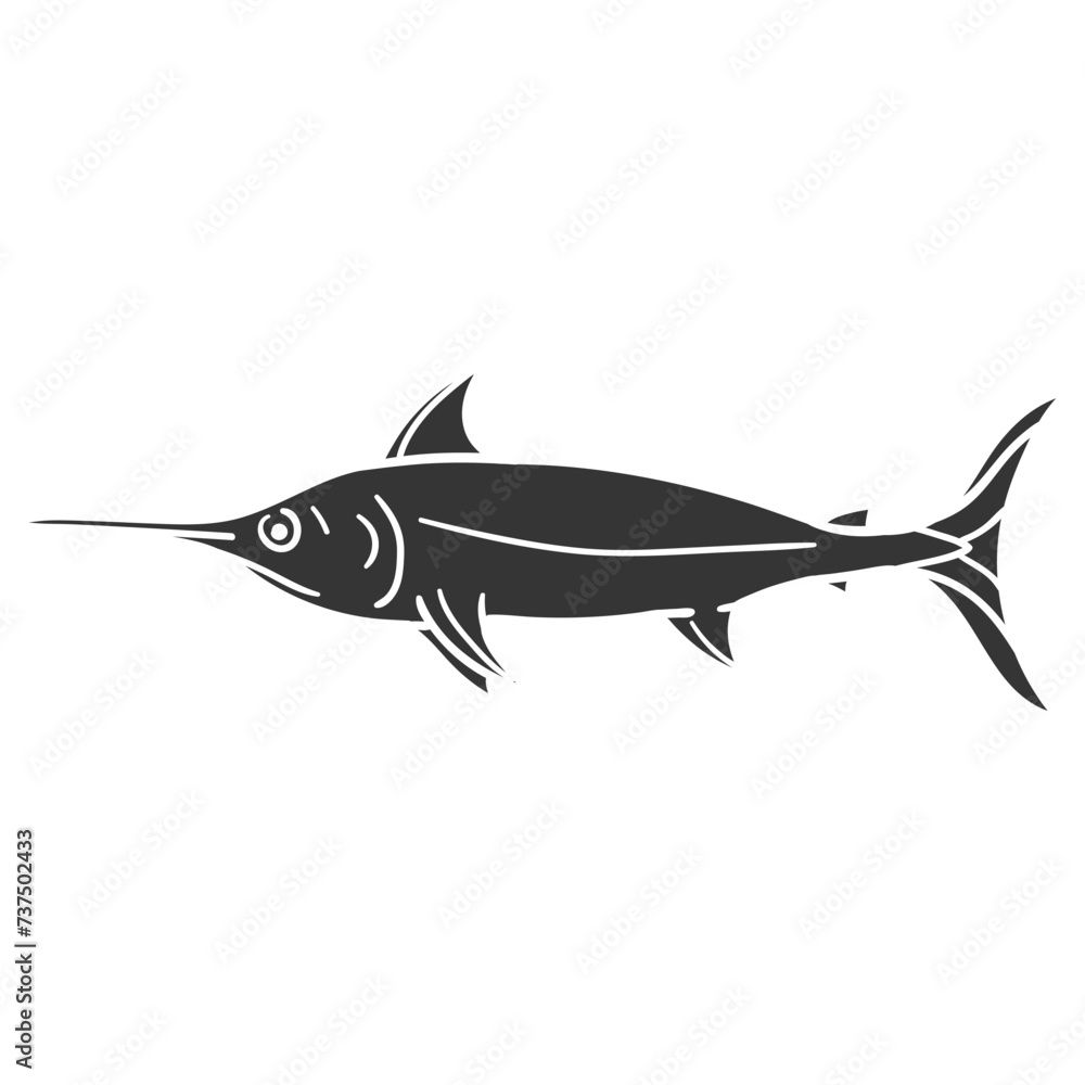 Swordfish Icon Silhouette Illustration. Fish Vector Graphic Pictogram ...