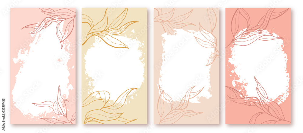 Vertical Instagram backgrounds set. Vector insta templates with copy ...