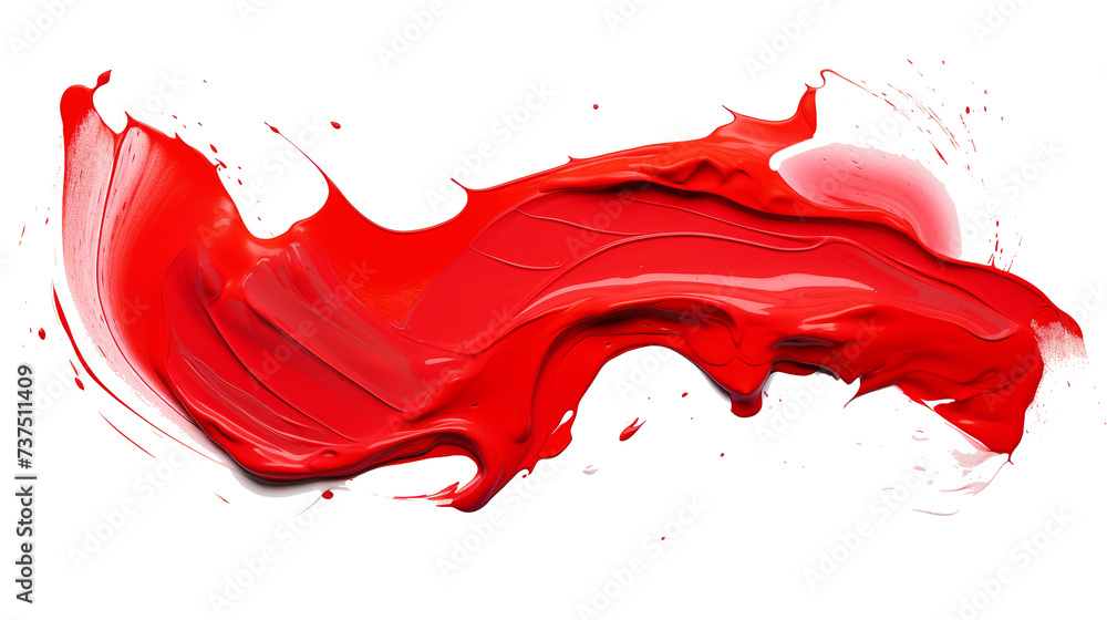 realistic red paint brush strokes on transparent background. Dark red ...